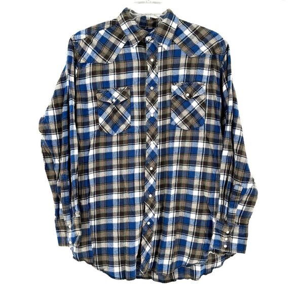 Wrangler | Shirts | Wrangler Flannel Shirt Mens Pearl Snap Western ...